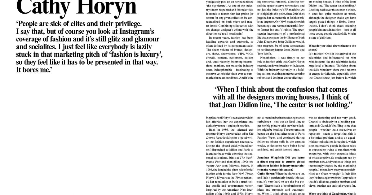 Cathy Horyn - System Collections Issue No. 1 – Autumn/Winter 2025-2026 ...